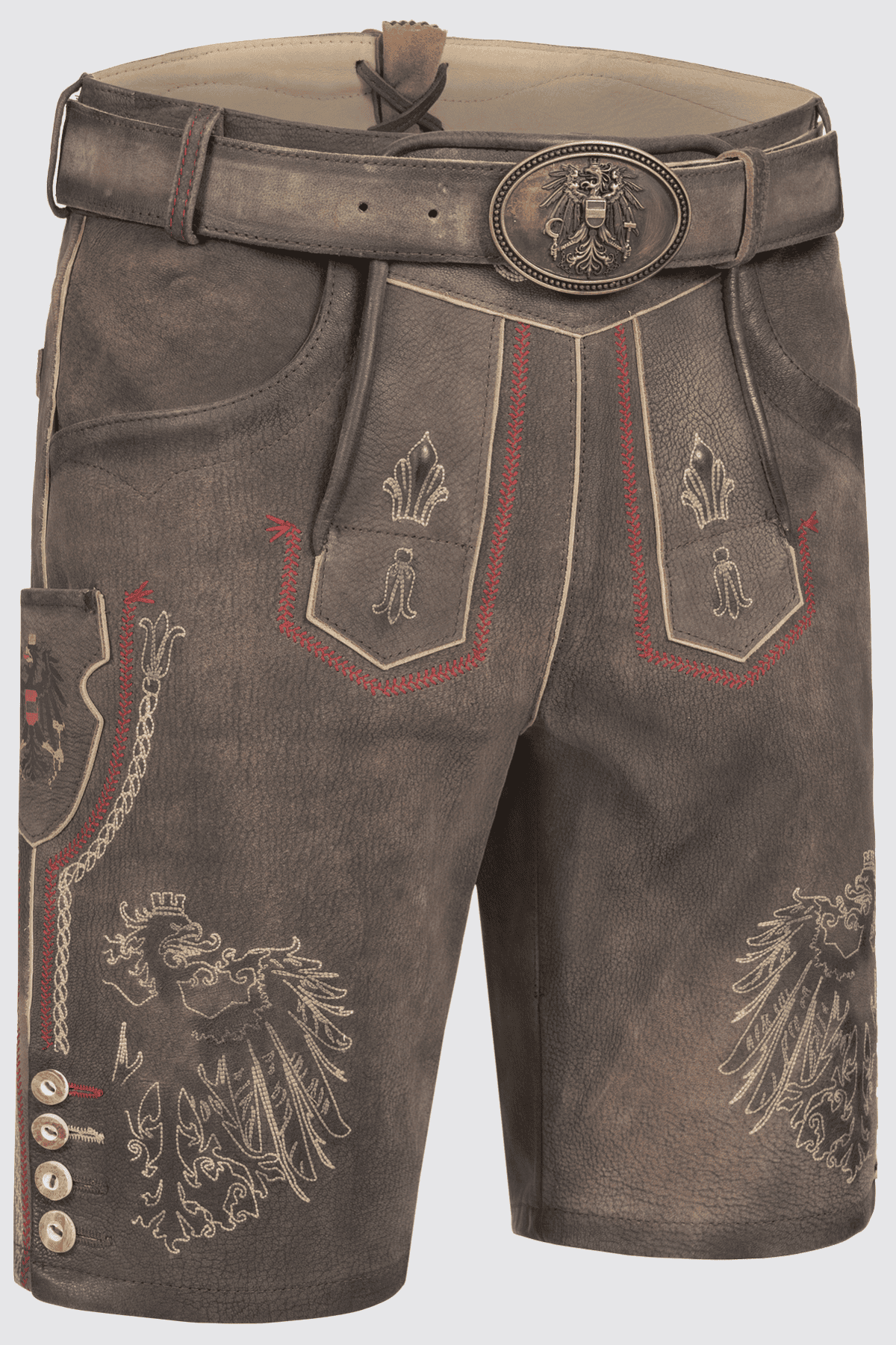 Lederhose Austria met riem in bruin in de Krüger Dirndl Online Shop